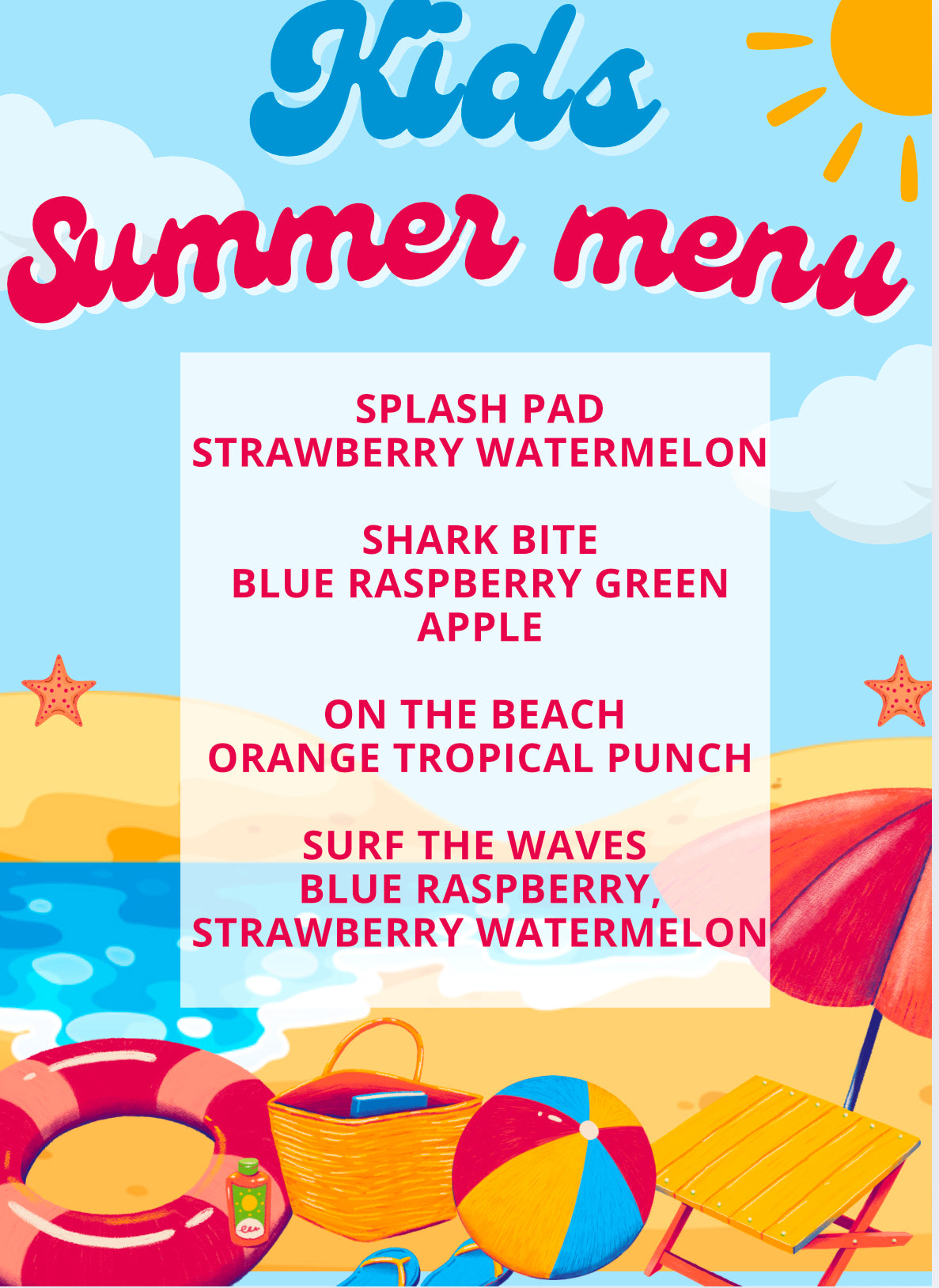 Kids Summer menu – Sassy Tea