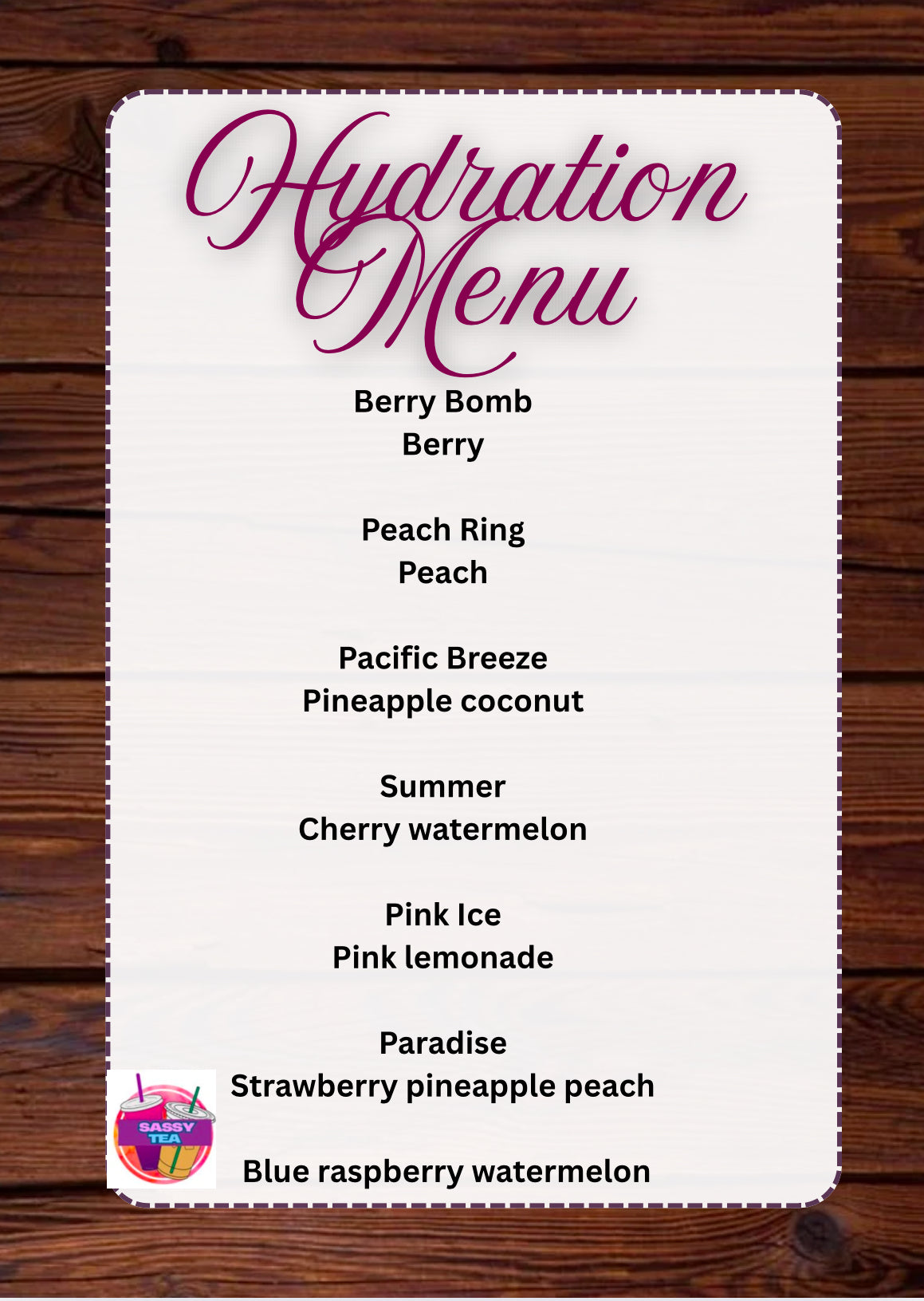 Hydration Menu – Sassy Tea