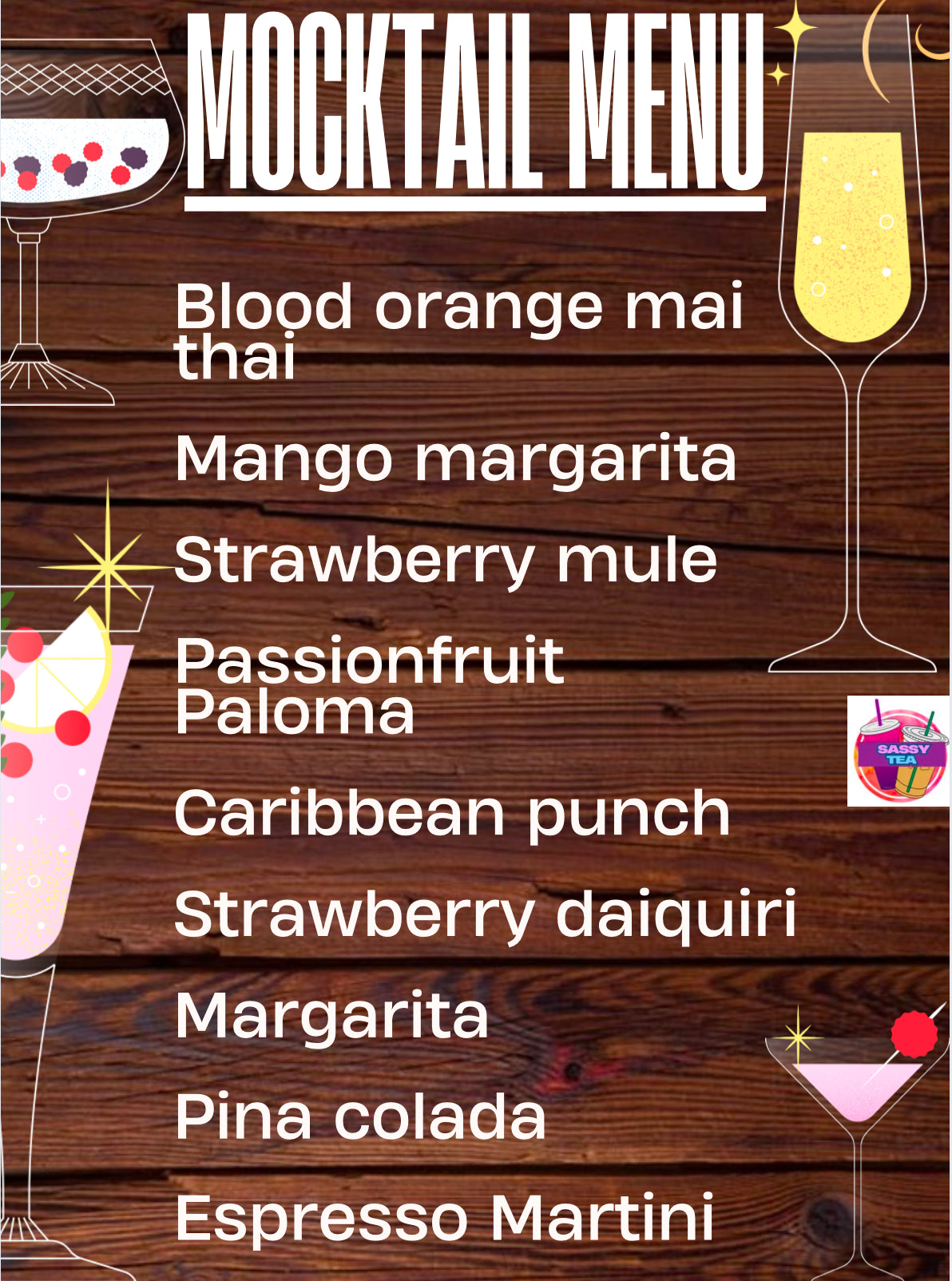Mocktail menu – Sassy Tea